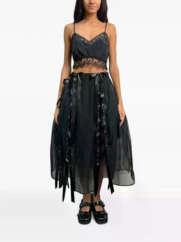 Simone Rocha Ribbon Detail A-line Midi Skirt - Black