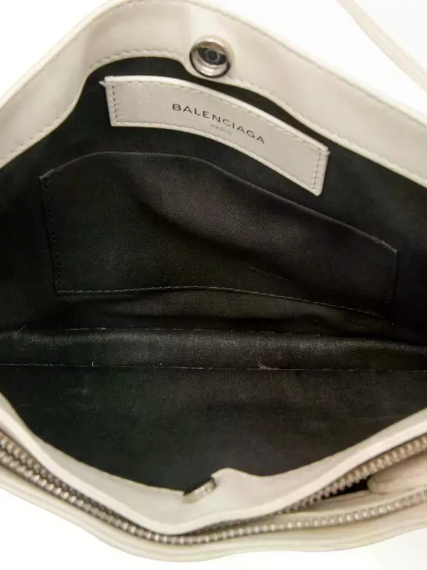 Balenciaga 2017 Leather Perforated Logo Navy Pochette Crossbody Bag