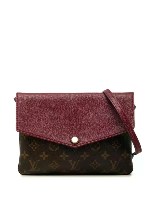 LOUIS VUITTON 2015 Monogram Twinset Crossbody Bag - Brown