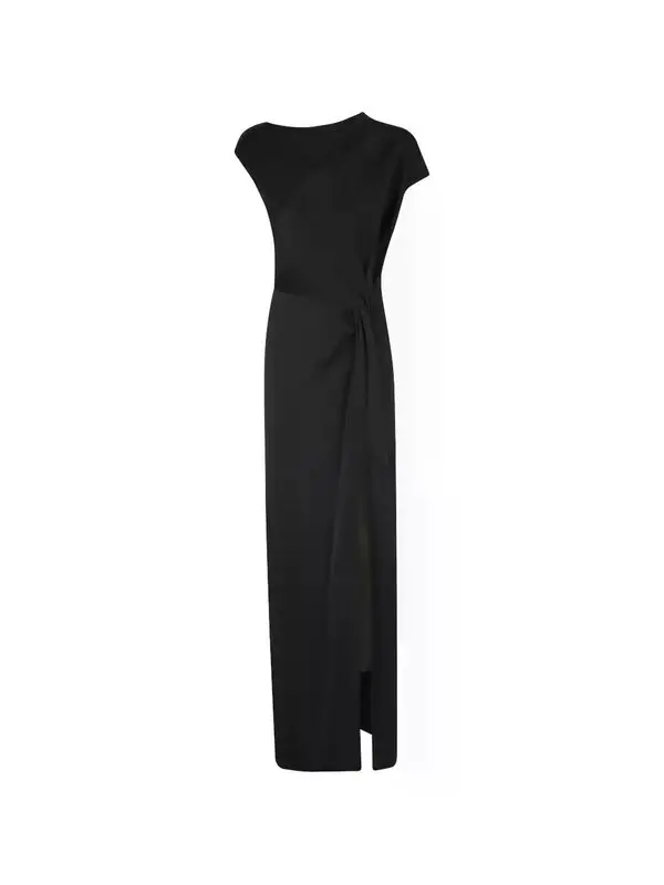 Federica Tosi Draped Detail Side Slit Maxi Dress - Black