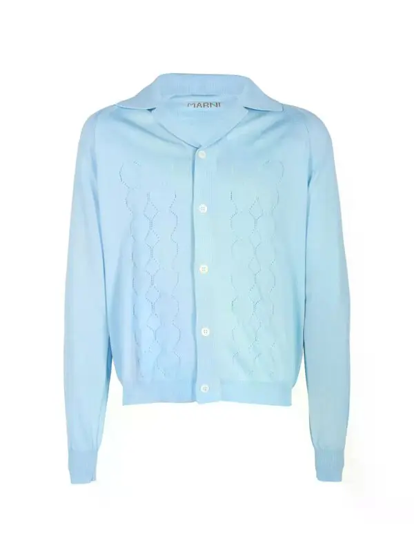 Marni Pointelle-knit Button-up Sweater - Blue