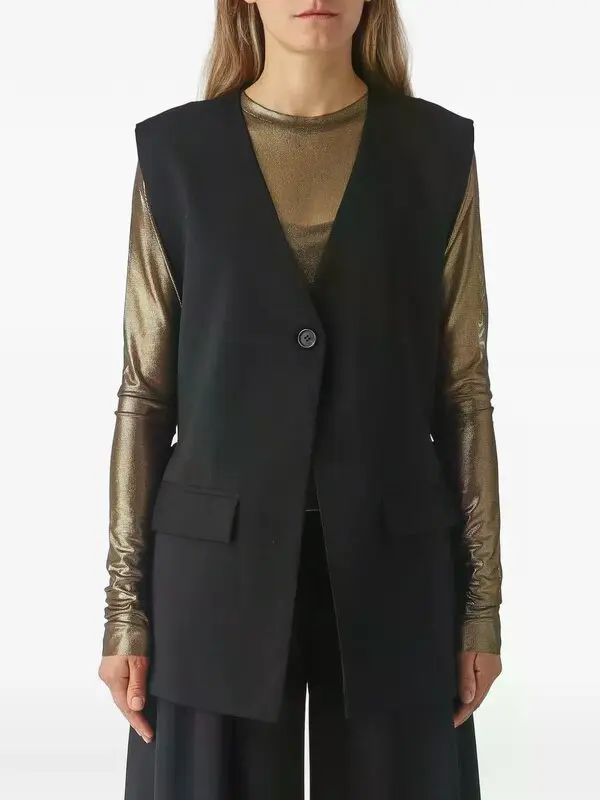 MEIMEIJ V-neck Single-breasted Vest - Black