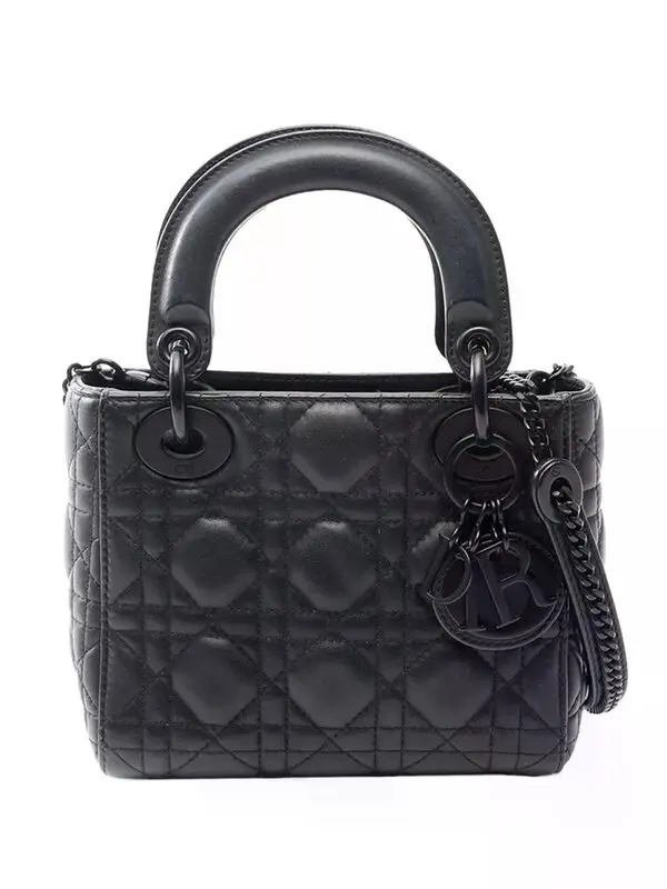 Dior 2000-2026 Mini Ultra Matte Calfskin Cannage Lady Satchel - Black
