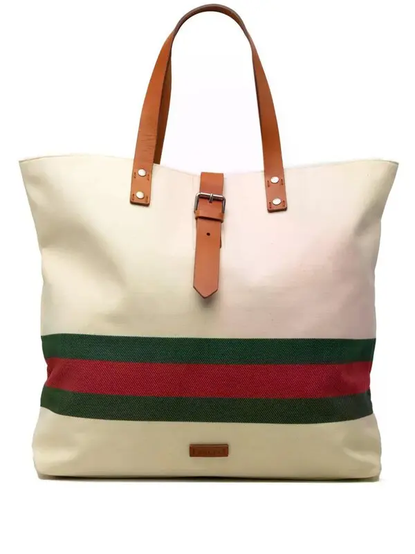 Gucci 2000-2015 Canvas Web Tote Bag - Brown