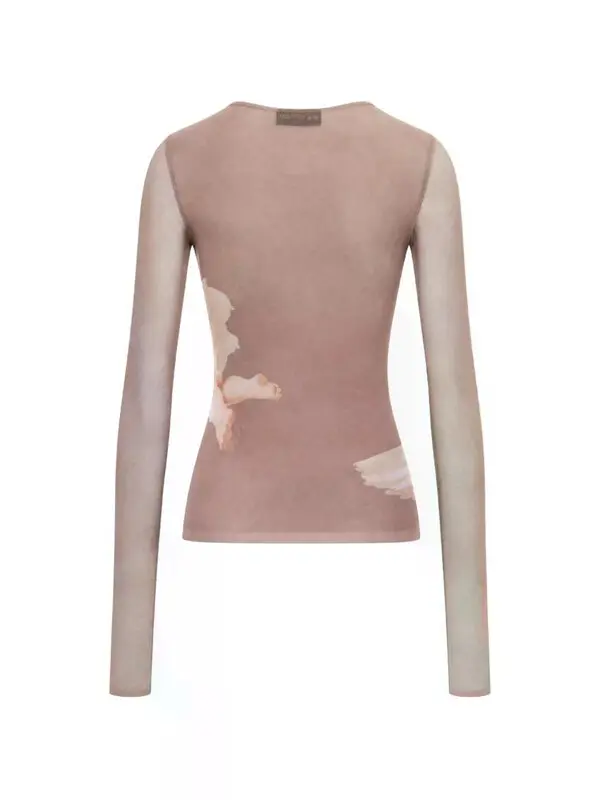 Fiorucci Bouquet Angels Print Mesh Top