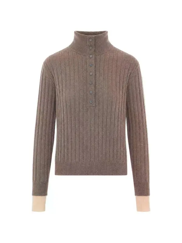 ELEH Ribbed-knit Button-up Sweater - Brown