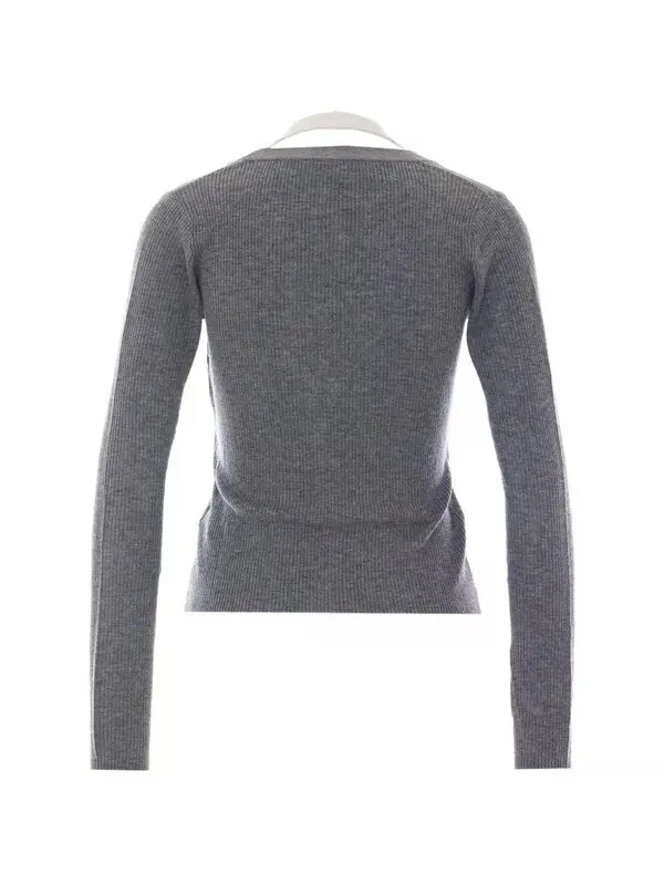 ELEH Ribbed Knit Layered V-neck Cardigan