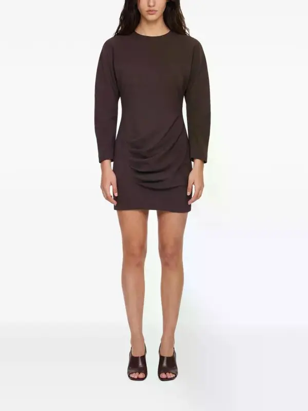 Andamane Ruched Long-sleeve Mini Dress