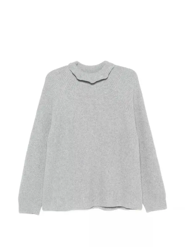 Liviana Conti Ribbed Knit Turtleneck Sweater - Grey