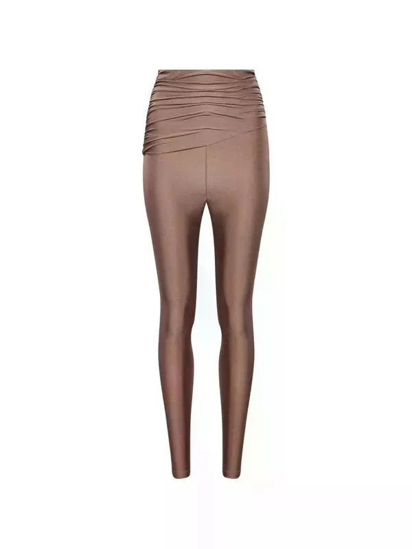 Andamane Vicky Ruched Metallic-finish Leggings - Neutrals