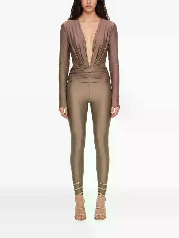 Andamane Vicky Ruched Metallic-finish Leggings - Neutrals