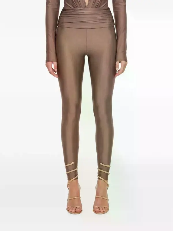 Andamane Vicky Ruched Metallic-finish Leggings - Neutrals