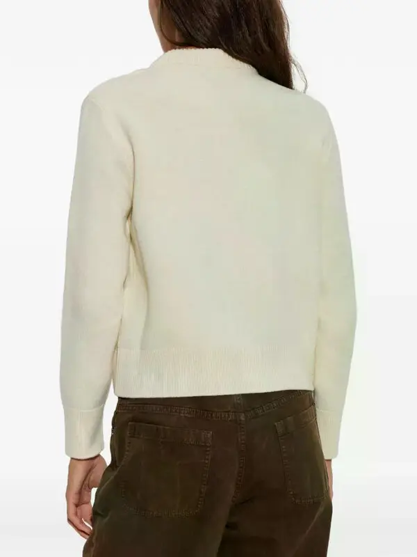 Moncler Logo Embroidered Zip-up Cardigan - Neutrals