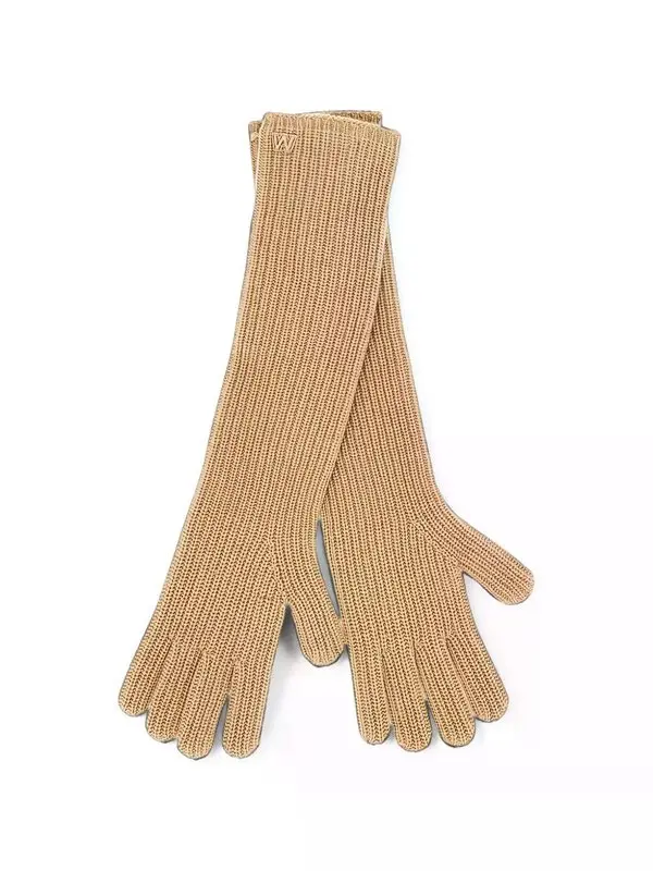 Max Mara Apalmi Ribbed-knit Long Gloves - Neutrals
