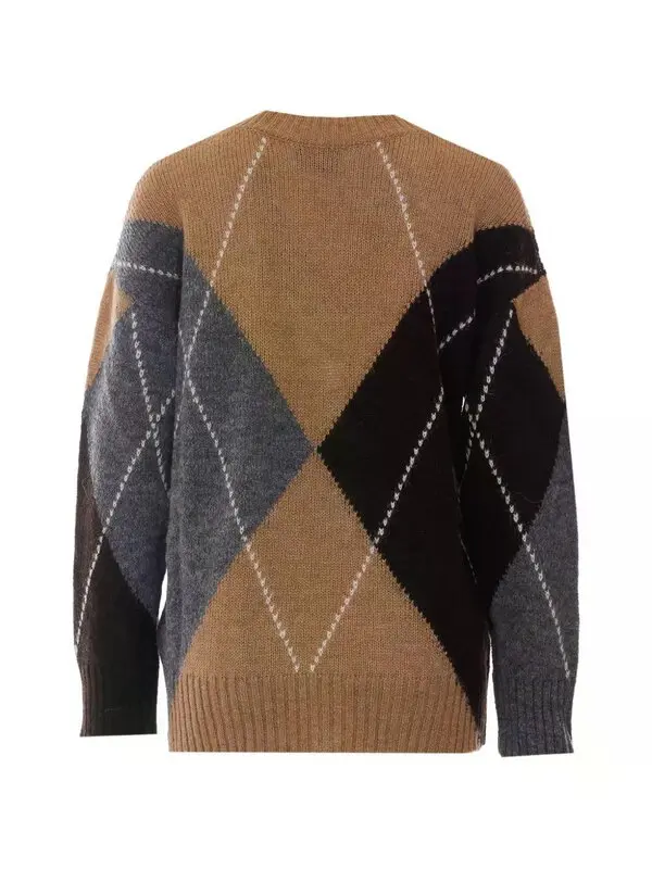 Alpha Studio Argyle V-neck Sweater