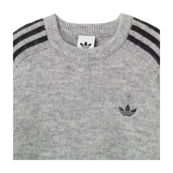 Adidas Three Stripes Fluffy Knit Sweatshirt Asia Sizing