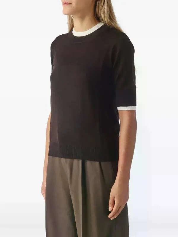 GRAN SASSO Contrast-trim Short-sleeve Sweater - Brown