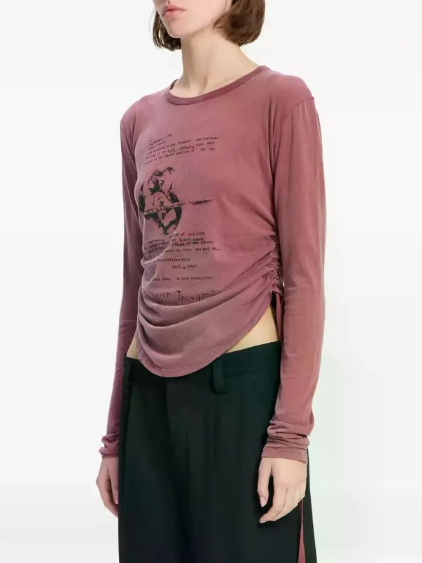 ANN DEMEULEMEESTER Graphic-print Drawstring-side T-shirt