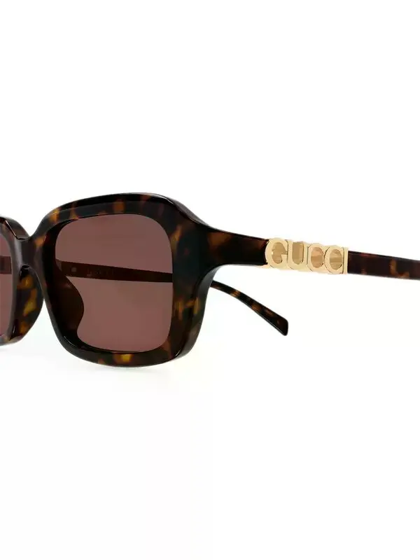 Gucci Tortoiseshell-effect Logo-plaque Sunglasses
