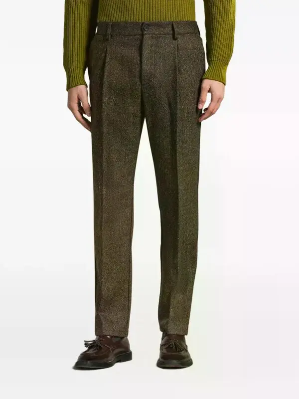 CRUNA Belleville Herringbone Pleated Trousers