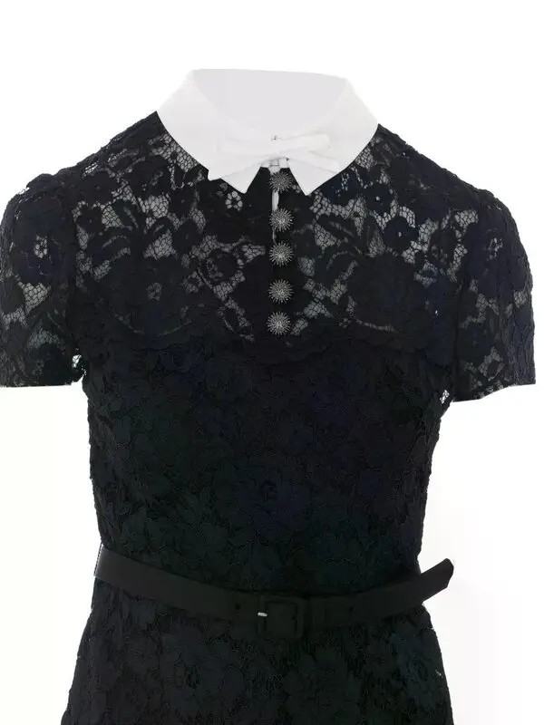 SELF-PORTRAIT Belted Lace Panel Dress