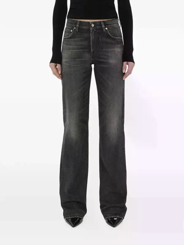 HAIKURE Faded-effect Straight-leg Jeans - Black