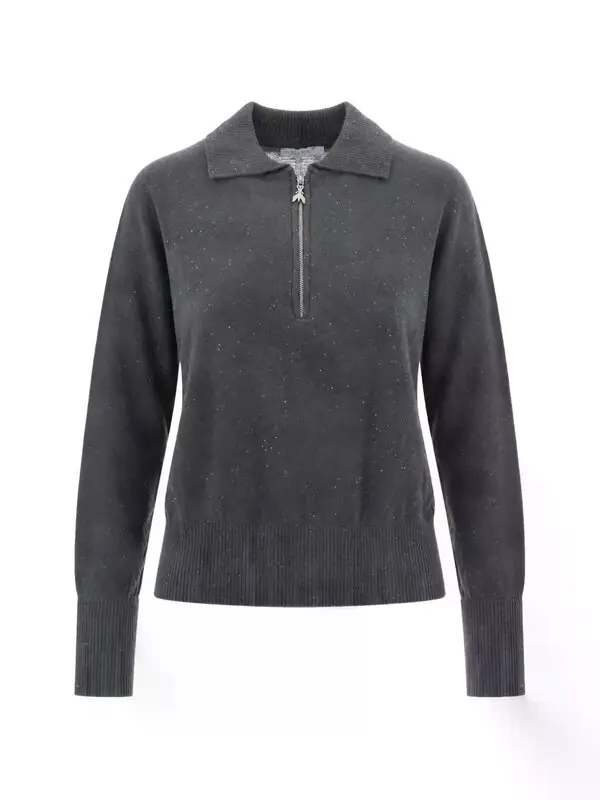 Patrizia Pepe Sequin-embellished Quarter-zip Sweater Polo
