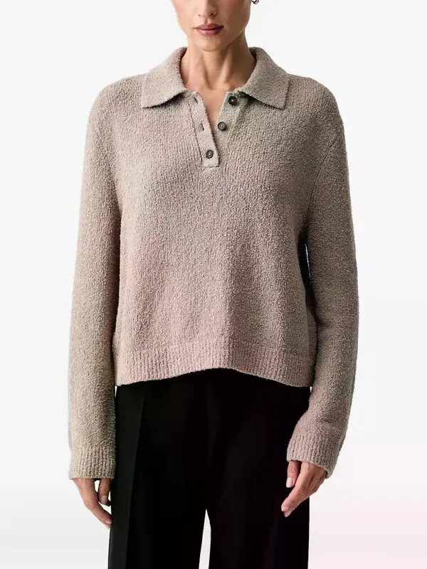 Marc O'polo Bouclé-knit Polo Top - Neutrals
