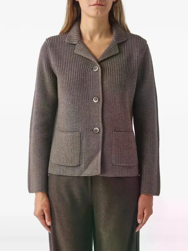 GRAN SASSO Ribbed-knit Patch-pocket Jacket - Brown