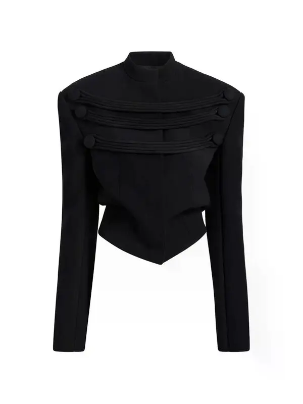 Khaite York Cropped Jacket With Cord Embroidery