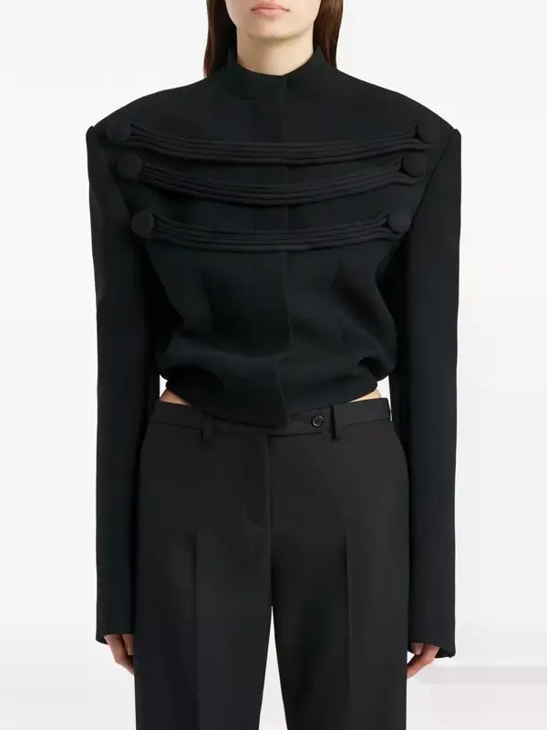 Khaite York Cropped Jacket With Cord Embroidery
