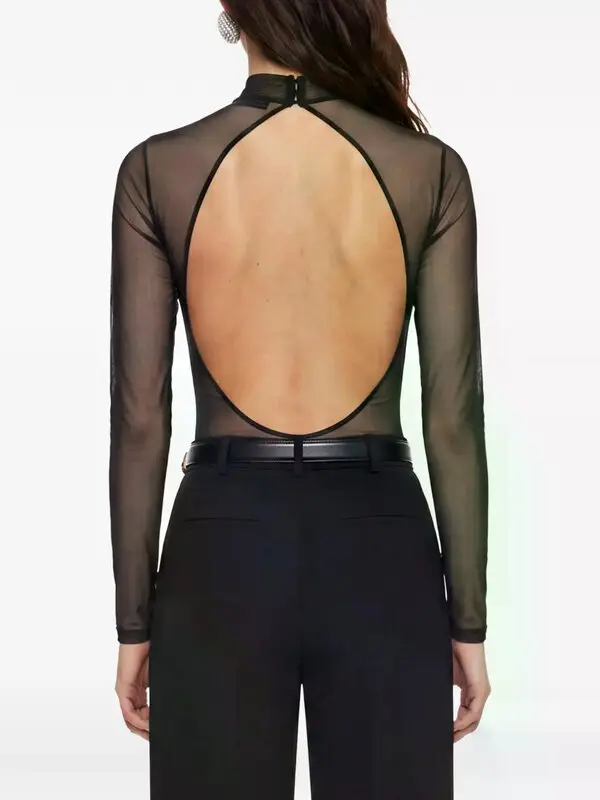 Amen Embellished Sheer Bodysuit - Black