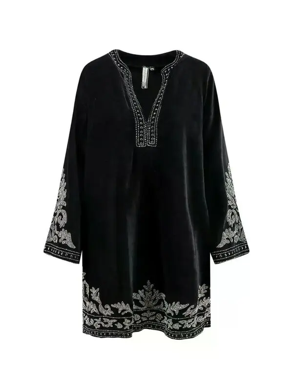 SCARLETT POPPIES Embellished Velvet Mini Dress