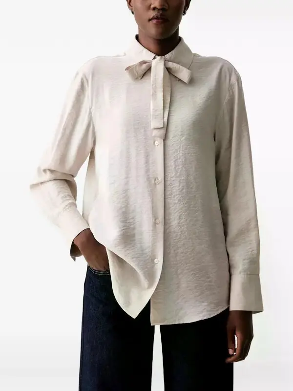 Marc O'polo Long-sleeve Shirt With Bow Detail - Neutrals