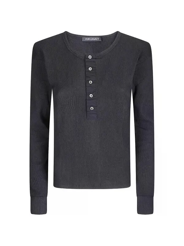 Our Legacy Gentle Henley Long-sleeve Top - Grey