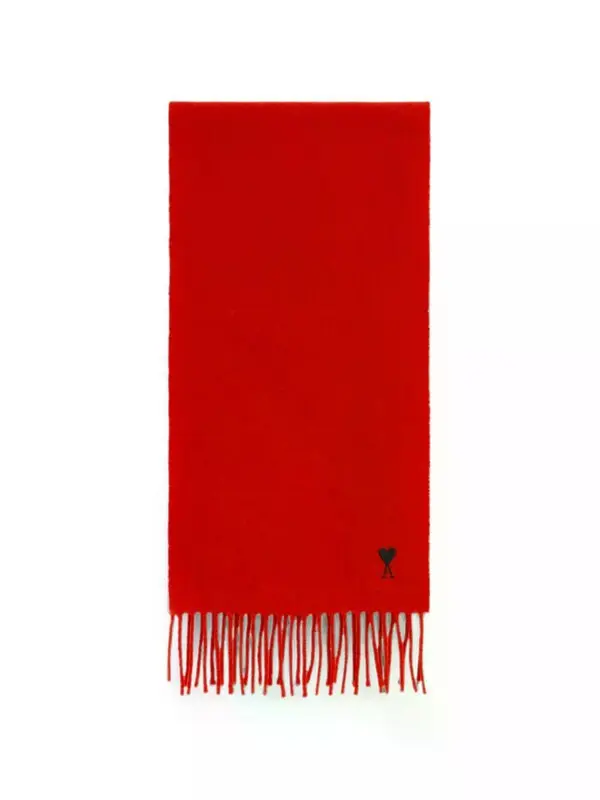 AMI Paris Wool Scarf With De Coeur - Red