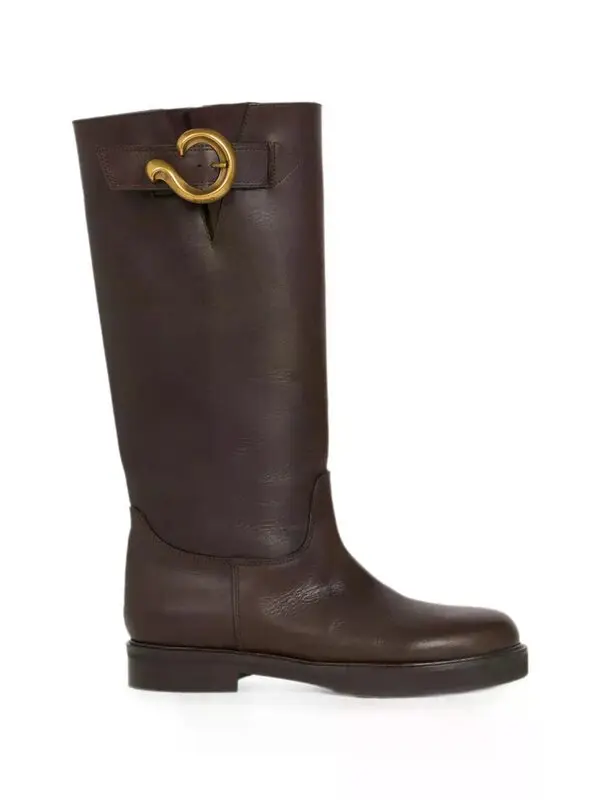 Etro Leather Boots With Paisley Buckle - Brown
