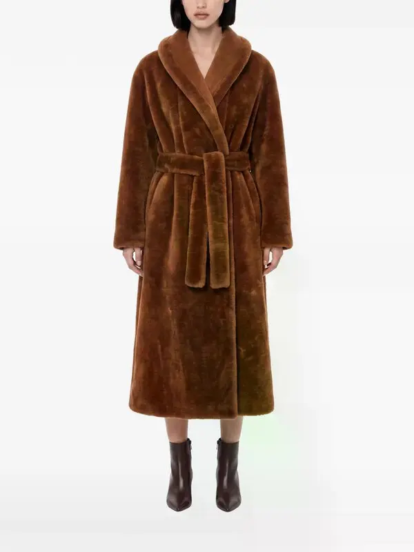 THELAURENT Belted Faux Fur Coat