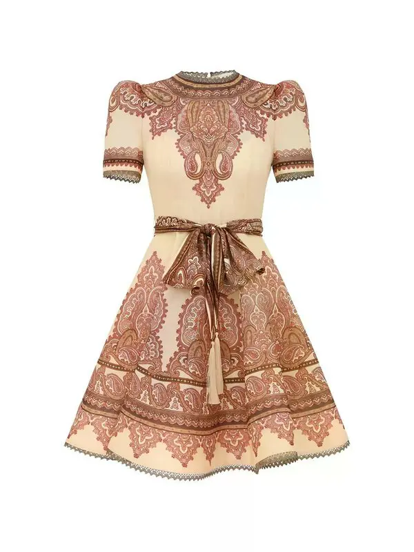 Zimmermann Ascent Picnic Paisley-print Mini Dress - Neutrals