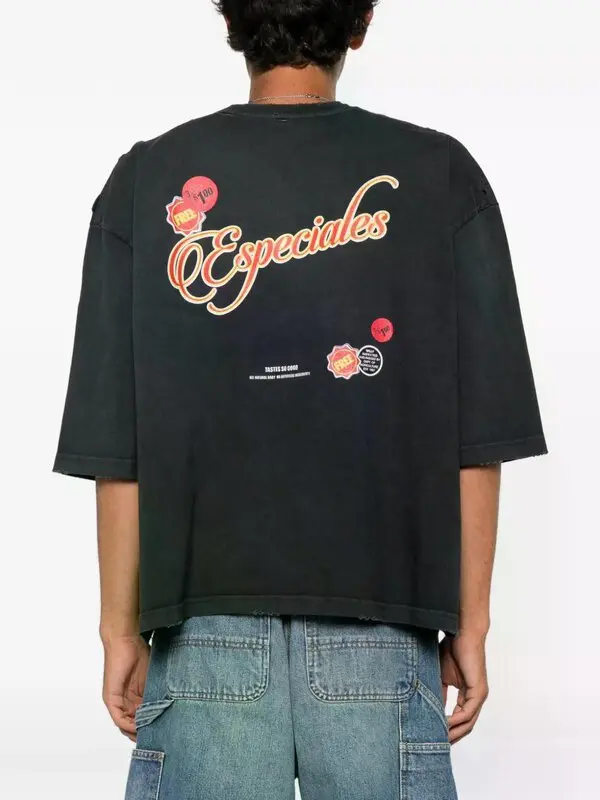 WILLY CHAVARRIA Especial Chorizo Buffalo Graphic-print Distressed T-shirt - Black