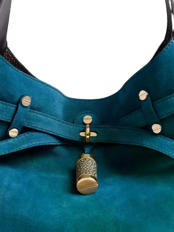 Borbonese Medium Premiere Buckle-detail Suede Bucket Bag