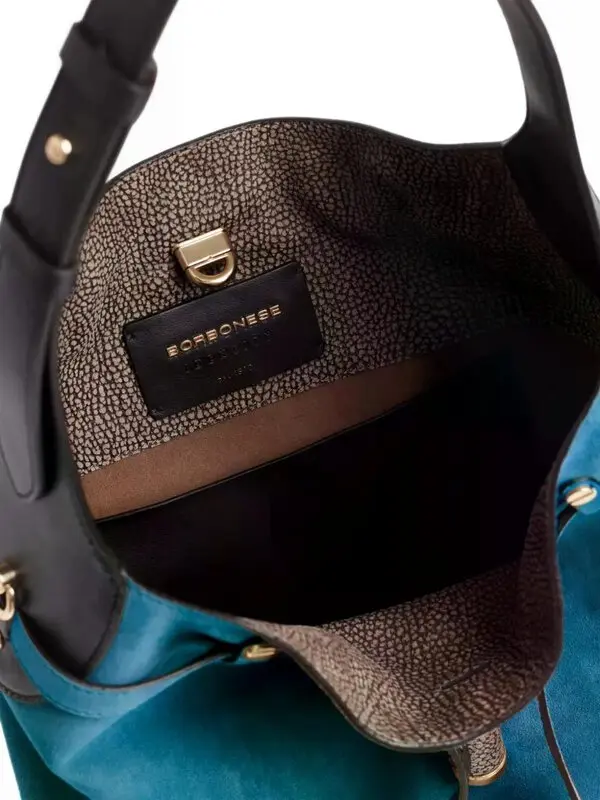 Borbonese Medium Premiere Buckle-detail Suede Bucket Bag