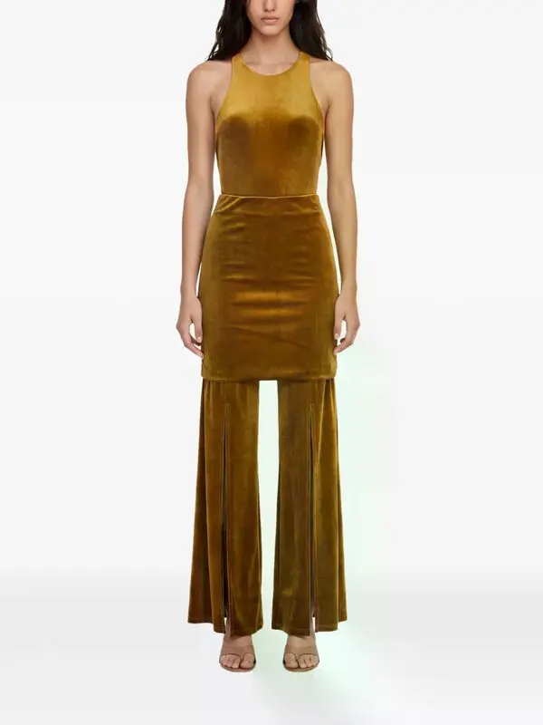 Andamane Velvet Effect Layered Trousers - Yellow