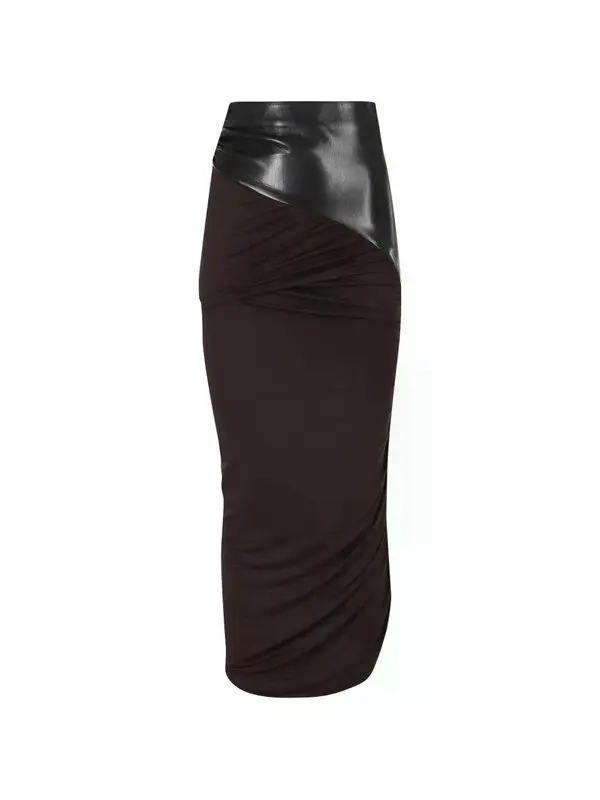 Andamane Ruched Panelled Midi Skirt - Brown