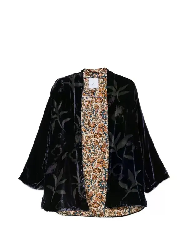 WHYCI Floral-print Velvet Cape