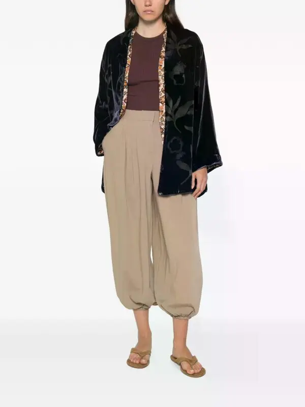 WHYCI Floral-print Velvet Cape