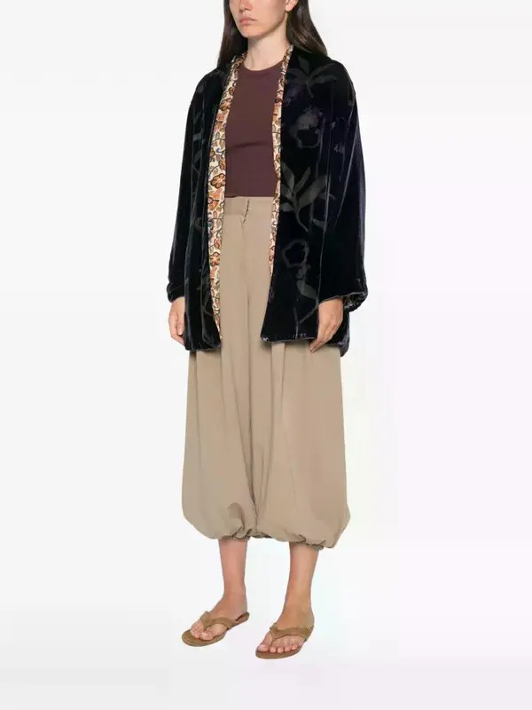 WHYCI Floral-print Velvet Cape