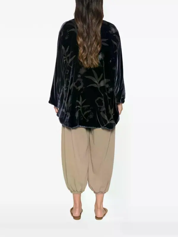 WHYCI Floral-print Velvet Cape
