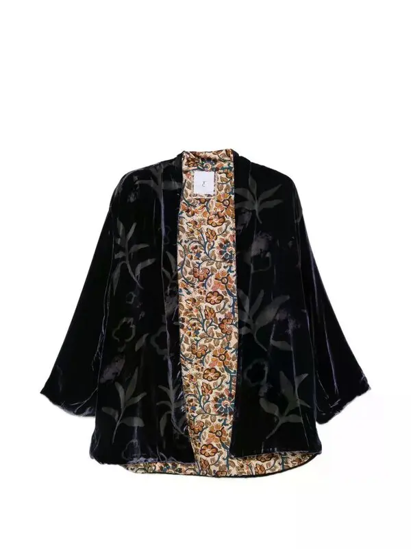 WHYCI Floral Print Velvet Cape