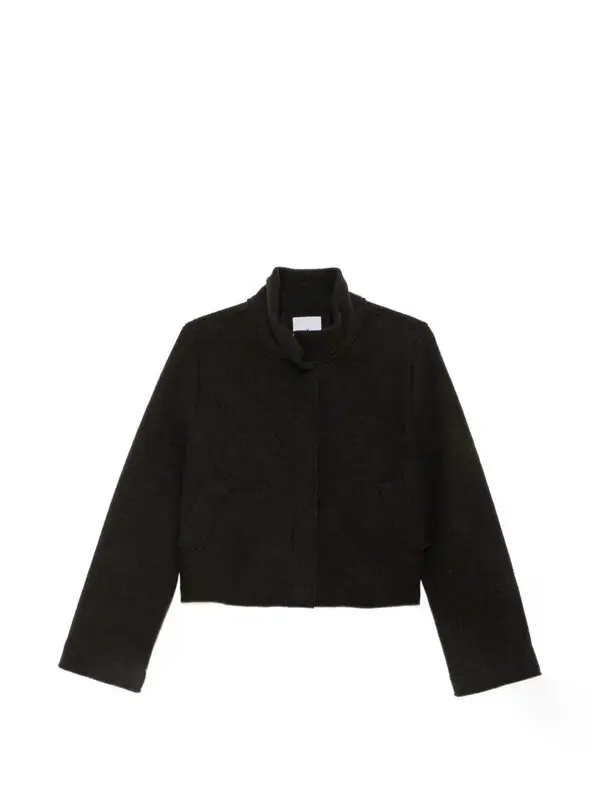 WHYCI High-neck Cropped Coat - Brown